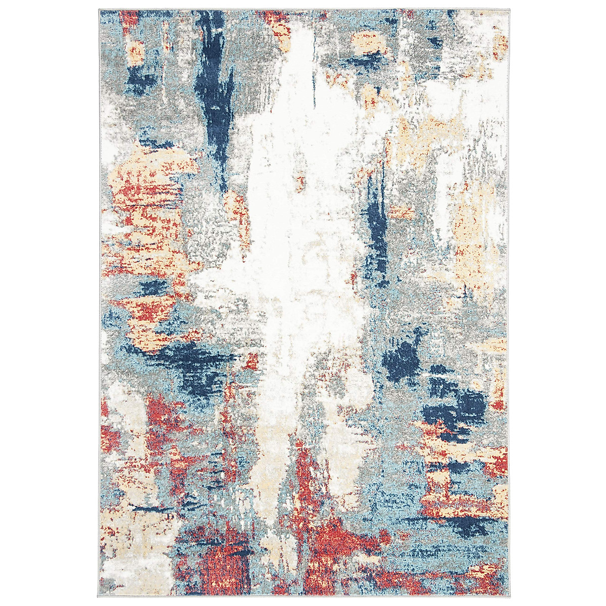 SAFAVIEH Jasper Collection Area Rug - 5'3" x 7'6", Grey & Red, Modern Abstract Design, Non-Shedding & Easy Care, Ideal for High Traffic Areas in Living Room, Bedroom (JSP101C)