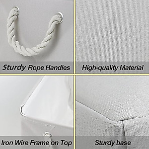 3PCS Foldable Storage Basket, Collapsible Basket Container Shelf Organizer Bin with Rope Handles, Large Storage Basket with Handles for Clothes, Toys, Books and Other Stuff Organizer