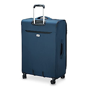 DELSEY PARIS Sky Max 2.0 Softside Expandable Luggage with Spinner Wheels, Blue, Checked-Large, 28 Inch