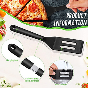 2 Pieces Mini Brownie Serving Spatula Set, Flexible Nonstick Silicone Serve Turner Slotted Cookie Spatula Silicone Square Spatula Kitchen Utensil for Cutting Serving Brownies Cookies Flip Eggs (Black)