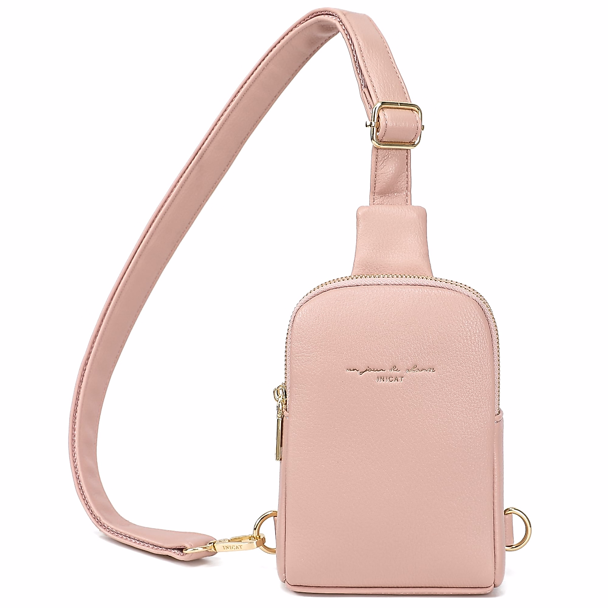 AOCINA INICAT Small Sling Bag Crossbody Vegan Leather Fanny Packs for Women Fashionable Chest Bag for Travel(0-Pink)