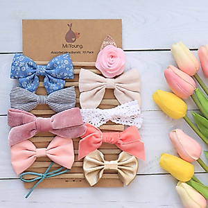 MiiYoung 10-Pack Baby Girl Headbands and Bows, Newborn Infant Toddler Hair Accessories