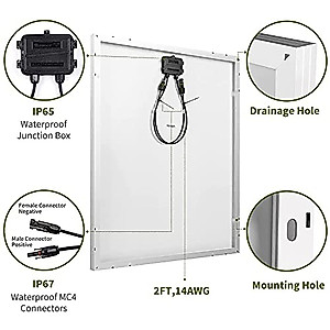 HQST 100W Polycrystalline Solar Panel Kit-100W Poly Panel+30A PWM LCD Charge Controller+1 Set Mounting Z Bracket+20ft 12AWG PV Cable+8FT 10AWG Tray Cable for Car RV Marine Boat Trailer Off Grid System