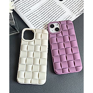 Ginkgonut Compatible with iPhone 14 Plus Case for Women/Girls, Cute 3D Laid Desgin Soft Silicone Shockproof Raised Bumper Corners Case for iPhone 14 Plus （White）