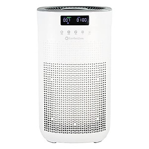 Comfort Zone Clean CZAP602SWT 3-Speed, Smart WiFi, True HEPA Air Purifier with Built-In UV-C Disinfection Light, 4 Stage HEPA Filtration, Carbon Filter to Reduce Odors, Covers Rooms Up to 500 Sq. Ft.
