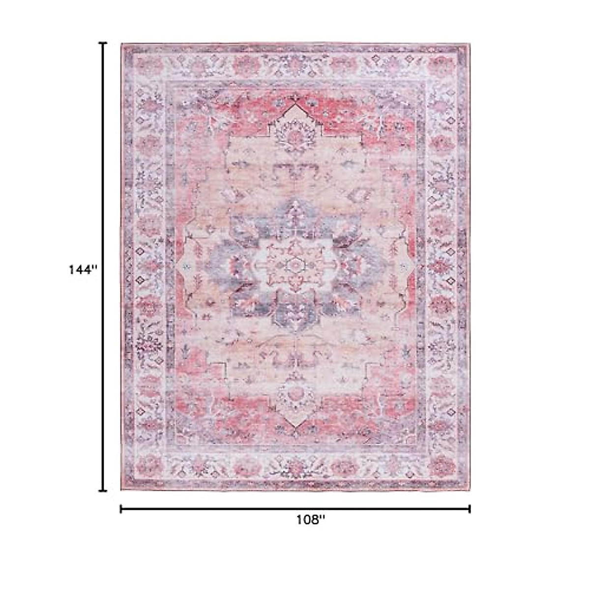 SAFAVIEH Tucson Collection Area Rug - 9' x 12', Rust & Beige, Persian Design, Non-Shedding Machine Washable & Slip Resistant Ideal for High Traffic Areas in Living Room, Bedroom (TSN163P)