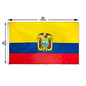 DANF Ecuador Flag 3x5 Foot Polyester Ecuadoran National Flags Polyester with Brass Grommets 3 X 5 Ft