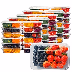 ganfaner [50pk 16 oz/500ml clear disposable food container, plastic food Storage Box with lid, organizer meal prepare for Keto Diet Salad Lunch Snack