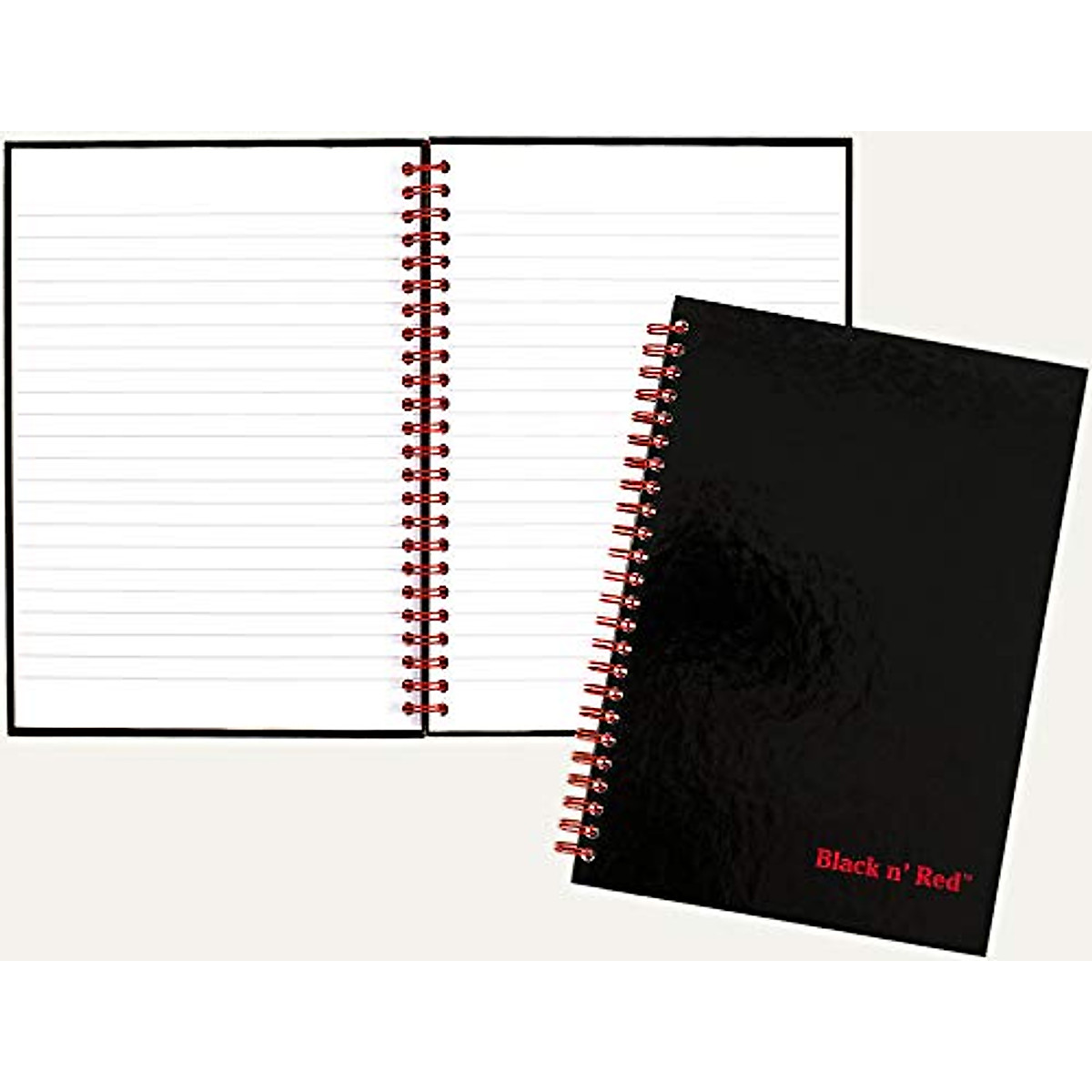 Black n' Red Twin Spiral Hardcover Notebook, Medium, Black/Red, 70 Ruled Sheets, Pack of 6 (L67000)