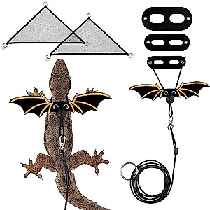 3 Pack Leather Wing Lizard Harness with Bearded Dragon Flying Decoration,2 Pack Bearded Dragon Hammock,Bearded Dragon Outfits Adjustable Leash Bearded Dragon Accessories