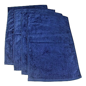 Show Car Guys Fingertip Towels 100% Cotton - Terry-Velour - 4 Pack 11" x 18" Navy Blue