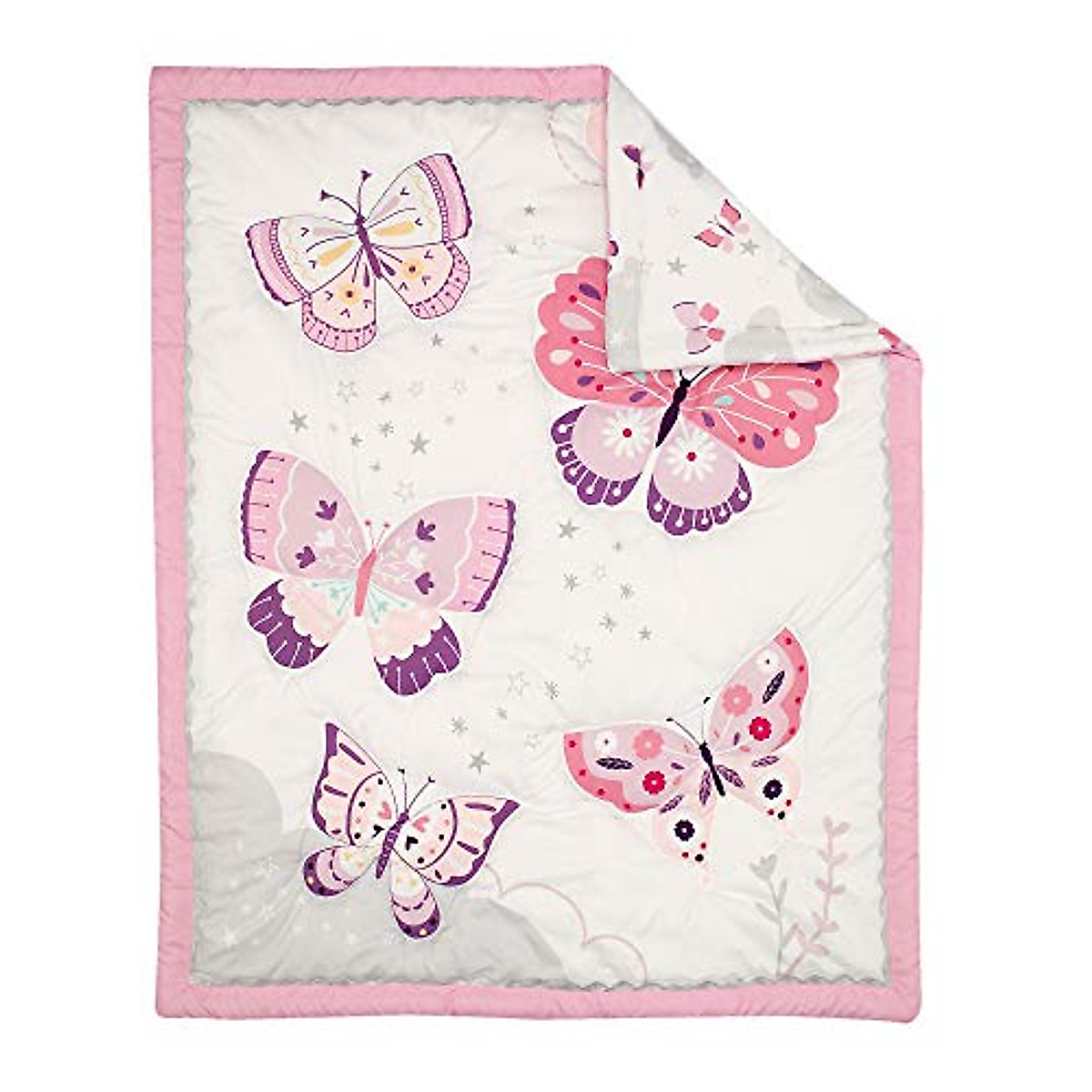 Bedtime Originals 3 Piece Crib Bedding Set, Butterfly Kisses, Multicolor