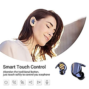 Earbuds Wireless Bluetooth - IPX6 True Wireless Noise Cancelling Earbuds 5.0 Headphones Waterproof Stereo Earphones in Ear Touch Control with Microphone for Sport, Gaming and Running (Black)