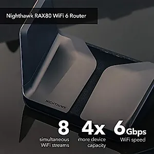 NETGEAR Nighthawk 8-Stream AX8 Wifi 6 Router (RAX80) – AX6000 Wireless Speed (Up to 6 Gbps) | 2,500 sq. ft. Coverage