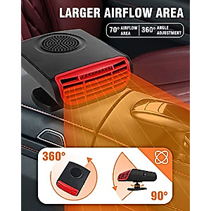 Car Heater,12V 150W Portable Car Heater Defroster Fans, 2 in 1 Heating & Cooling Fast Heating Defrost Defogger with Plug in Cigarette Lighter, Window Defroster for Car, SUV, Jeeps, Trucks, Black