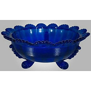 3 Footed Fruit Bowl - American Made - Mosser Glass (Cobalt Blue)