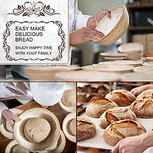 Bread Proofing Basket Set 9.6 Inch Oval & 10 Inch Round Banneton Proofing Baskets