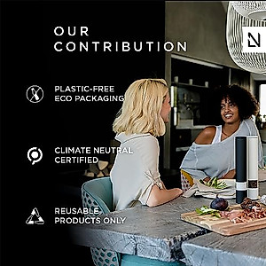 LARS NYSØM Salt and Pepper Mills Set Stainless Steel with Adjustable Ceramic Grinder 2 pieces I Design Spice Mills Set Manual (Set of 2, Onyx Black)