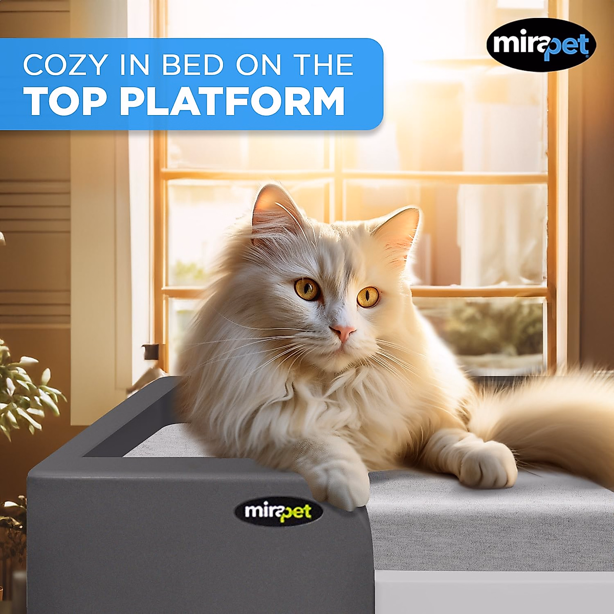 Mirapet Pet Penthouse - Premium Pet Condo for Superior Comfort - Stylish Design -Convenient & Cozy for Indoor/Outdoor Pets - Durable & Safe Pet Beds with Ventilation (Med Gray/Dark Gray, Penthouse)