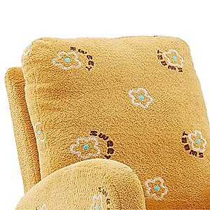 AVGVLIJ Modern Rocking Chair, Slide Rocking Chair, high Back Armchair with Side Pocket, Solid Wood Legs, can Carry 300 pounds, Suitable for Living Room Bedroom (Mustard)