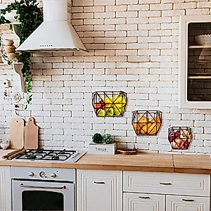 Blue Donuts Wall Hanging Fruit Basket Set of 3 Wire Baskets for Storage, Wall Organizer, Multi-functional Produce Basket Kitchen Storage Organizer, Black