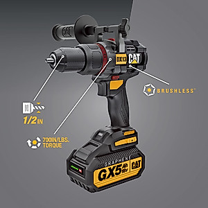 Cat® 18V 1 FOR ALL ½” Cordless Hammer Drill with Brushless Motor and Graphene Battery - DX13