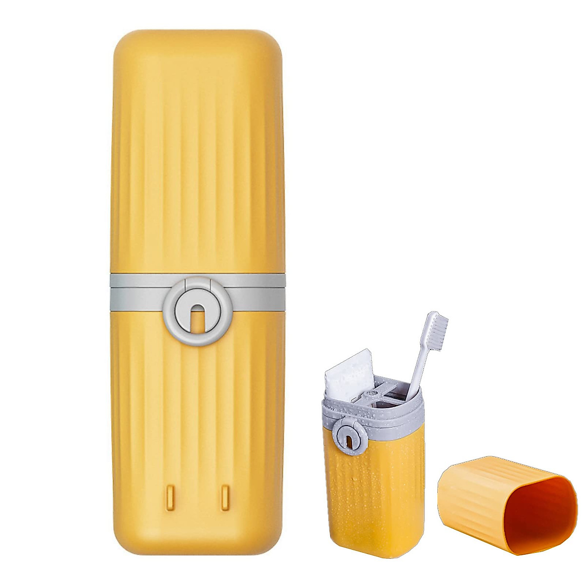 Travel Toothbrush Case, Multifuction Wall Mounted Toothbrush cup,Portable Toothbrush Holder for Travel,Camping,School,Home(Yellow)