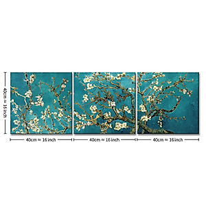 Van Gogh Wall Art Canvas Print Painting Almond Blossom Picture The Van Gogh Classic Arts Stretched and Framed Artwork for Living Room 16x16inchx3