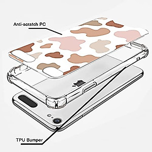 KANGHAR iPod Touch 7/6/5 Case, Cute Cow Print with Screen Protector,Kickstand Ring Holder Soft TPU Bumper Shockproof Cover for iPod Touch 5th/6th/7th Generation-Pink Brown