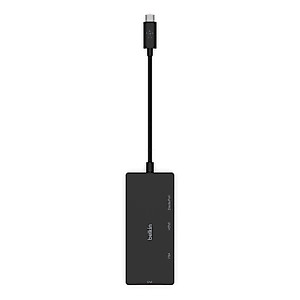Belkin USB C Video Adapter, 4-in-1 MultiPort Adapter - USB C Video Adapter For MacBook Pro, MacBook Air, iPad Pro & Mac Mini - HDMI, VGA, DisplayPort, Or DVI Video Display W/ Tethered USB C Cable