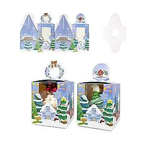 Christmas Individual Cupcake Boxes with Window 32 Count Snow Day Single Cupcakes Box 3.6 * 3.6 * 4.3inch Cupcake Carrier