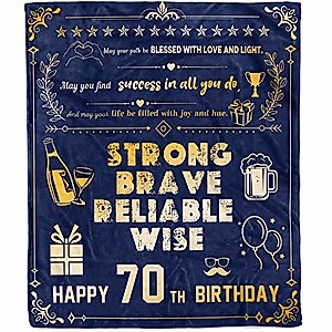 70th Birthday Gifts for Men, 70th Birthday Gifts for Him, 70 Year Old Birthday Gifts for Men, 70th Blanket 70th Birthday Decorations for Men, Gift for 70th Birthday Men, Navy Blue Blanket 60Lx50W Inch