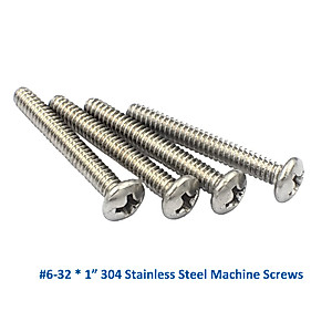 DGOL 145 pcs 304 Stainless Steel #6-32 Machine Screws Assortment Kit, Bolt, Fully Thread, Phillips Drive, Mix 4 Length (3/4, 1, 1-1/2, 2 inch)