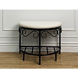 Mango Steam Half Moon Shoe Bench - Vanity Seat/Dressing Stool/Makeup Chair - White