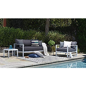 Elle Decor Paloma Outdoor Patio Furniture Collection in Weather-Resistant Metal Frame Patio, Sofa, White