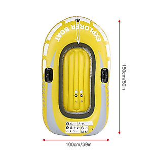 Wbestexercises Inflatable Boat with Two Paddle Mounts, 1 Person PVC Thicken Inflatable Kayak Canoe Rowing Air Boat Fishing Drifting Diving, Yellow