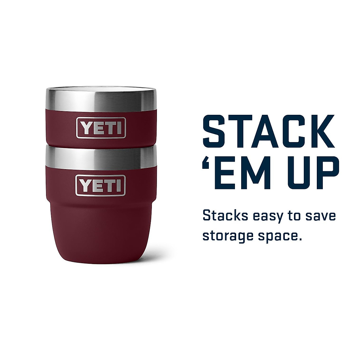 YETI Rambler 4 oz Stackable Cup, Stainless Steel, Vacuum Insulated Espresso/Coffee Cup, 2 Pack, Wild Vine Red