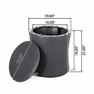 Christopher Knight Home Ishara Outdoor Faux Wicker Patio Table, Dark Gray