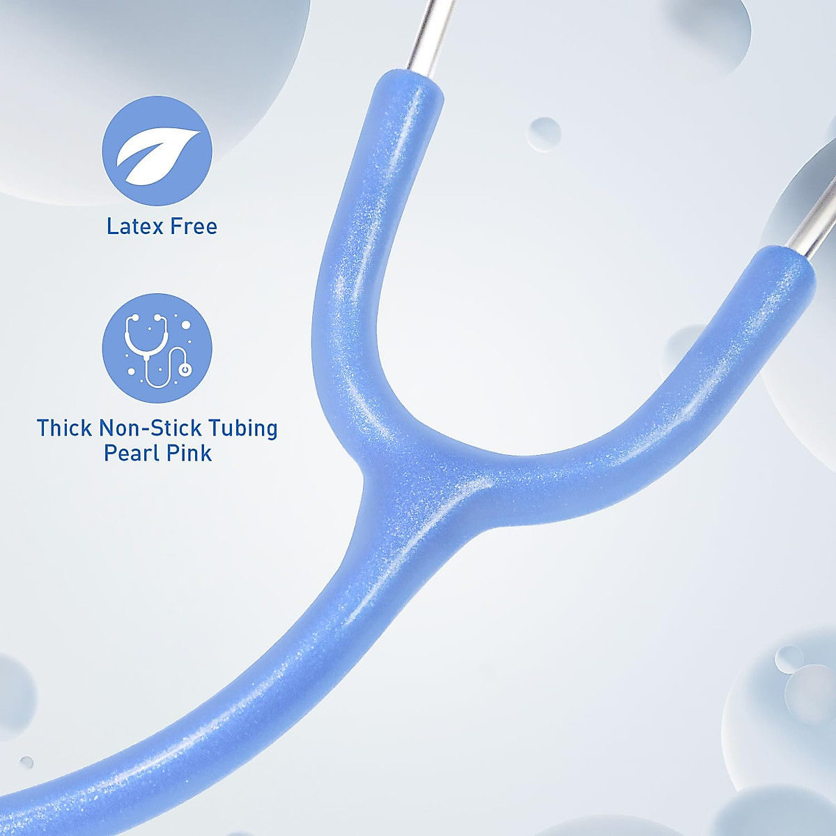 SCIAN Dual Head Stethoscope for Nurses, Kids, Adults, Classic Stainless Steel Stethoscope Kit Medical Supplies with Free Accessories and Carrying Case, Pearlescent Blue Tube