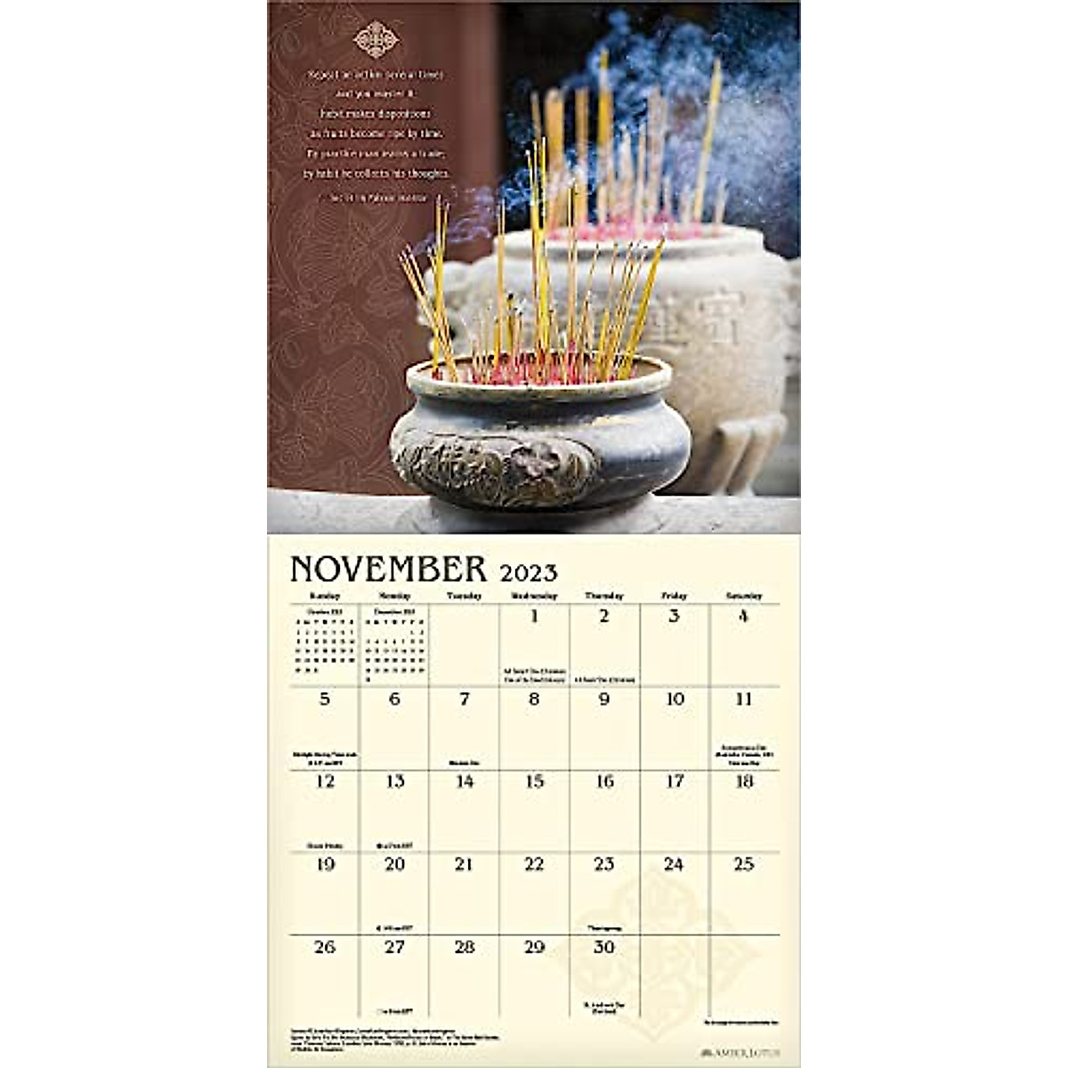 Meditation 2023 Wall Calendar | 12" x 24" Open | Amber Lotus Publishing