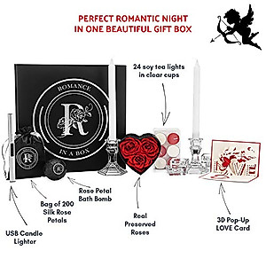 Romance Helpers Romance-in-a-Box Romantic Gift Box Romantic Decorations for Special Night | Romantic Basket with Candles and Rose Petals