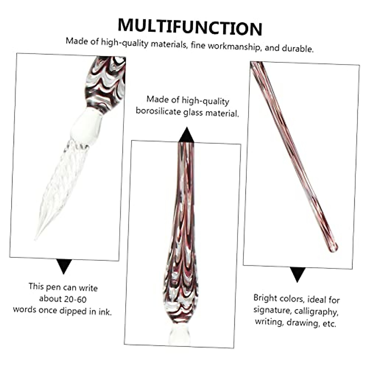 MAGICLULU Glass Signature Pen 2pcs Glass Dip Pen Japan Gifts Quill Pen Set Colored Ink Pens Calligraphy Pen Ink Dip Pen Color Ink Pen Drawing Pen Office Stationery Dip in Water Black Brush