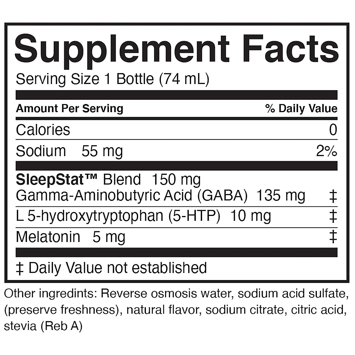 Dream Water Sleep Aid Supplement Drink; Melatonin 5mg, GABA, 5-HTP; Zero Sugar, Natural Flavors, No Added Colors, 2.5 oz Liquid Sleep Shots, Snoozeberry, 4-Count