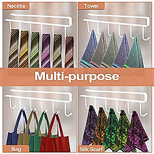 Resdenio Hat Rack for Baseball Caps Hat Organizer Holder for Hanger with 6 Hat Hooks, Stainless Steel Hat Hanger Storage Cap Organizer for Closet, Dormitory, Bedroom,Office (White)