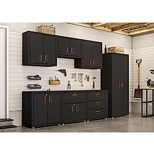 itbe for Home Ready-to-Assemble One Drawer Steel Cabinet with 2 Doors (Black)