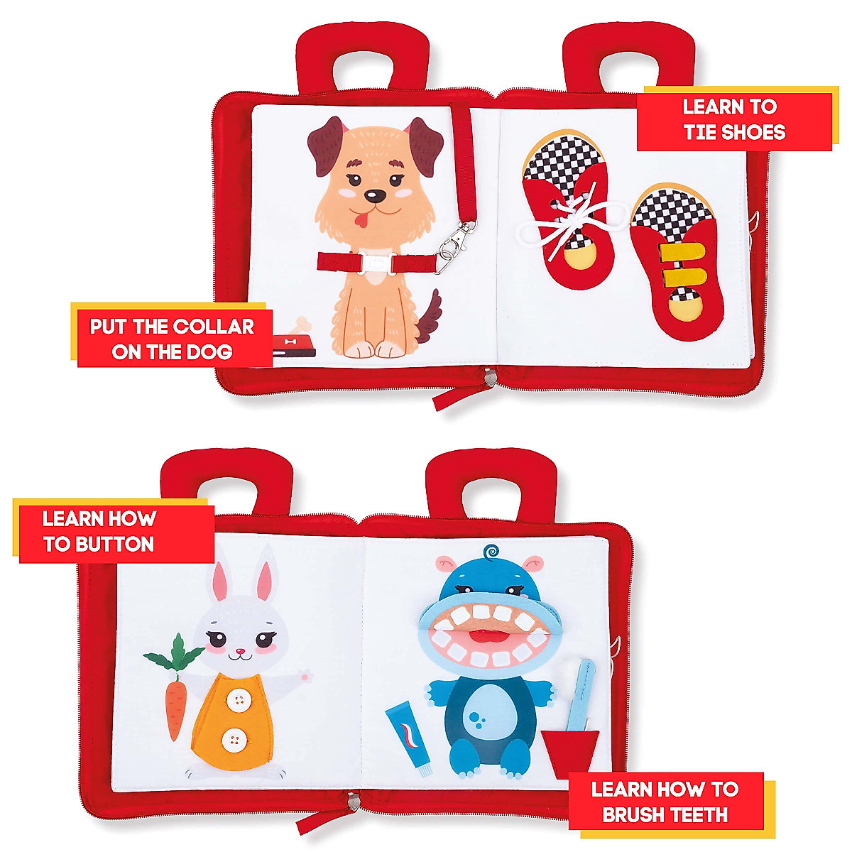 Kipod Montessori Quiet Book - Essential Toddler Travel Toy with Engaging Plane and Car Travel Activities - Cognitive Development Preschool Sensory Learning Baby Busy Book for Toddler Boys & Girls