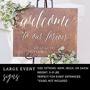 Custom Wooden Welcome Sign for Rustic Weddings: Display Date & Couple Name, Personalized Welcome Wedding Sign, Weathered Oak Stain Wood Sign, Wedding & Reception Decorations