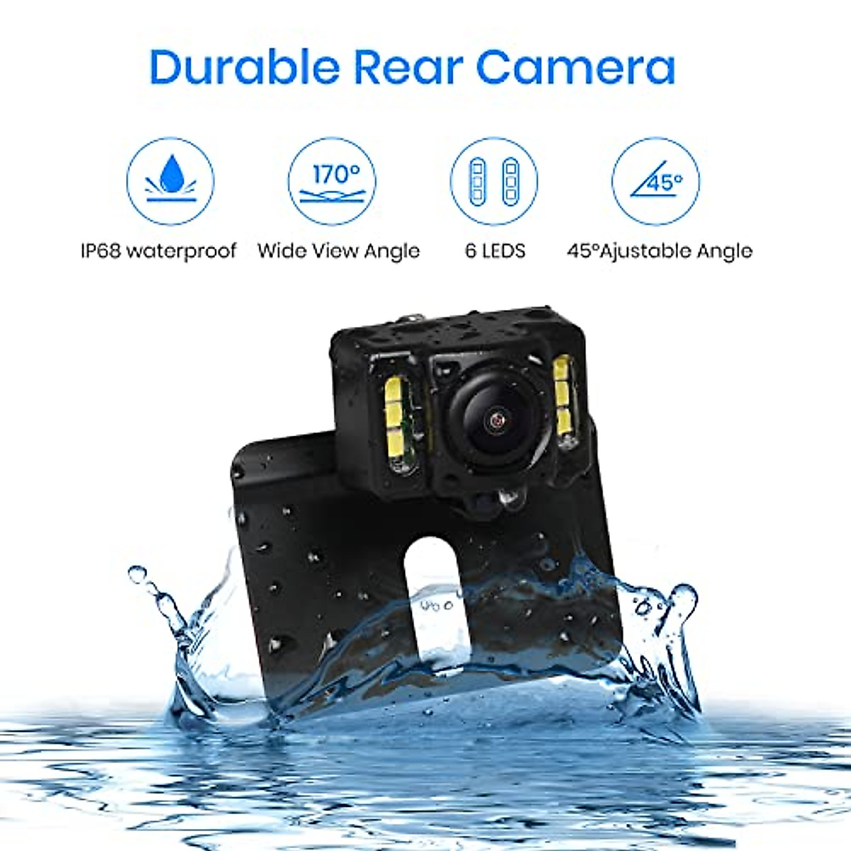 AUTO-VOX M1W Wireless Backup Camera with Stable Signal, Car Back Up Camera Systems with Super Night Vision (6 LEDs) HD Monitor Reverse Camera for Truck, Trailer, RV, Camper