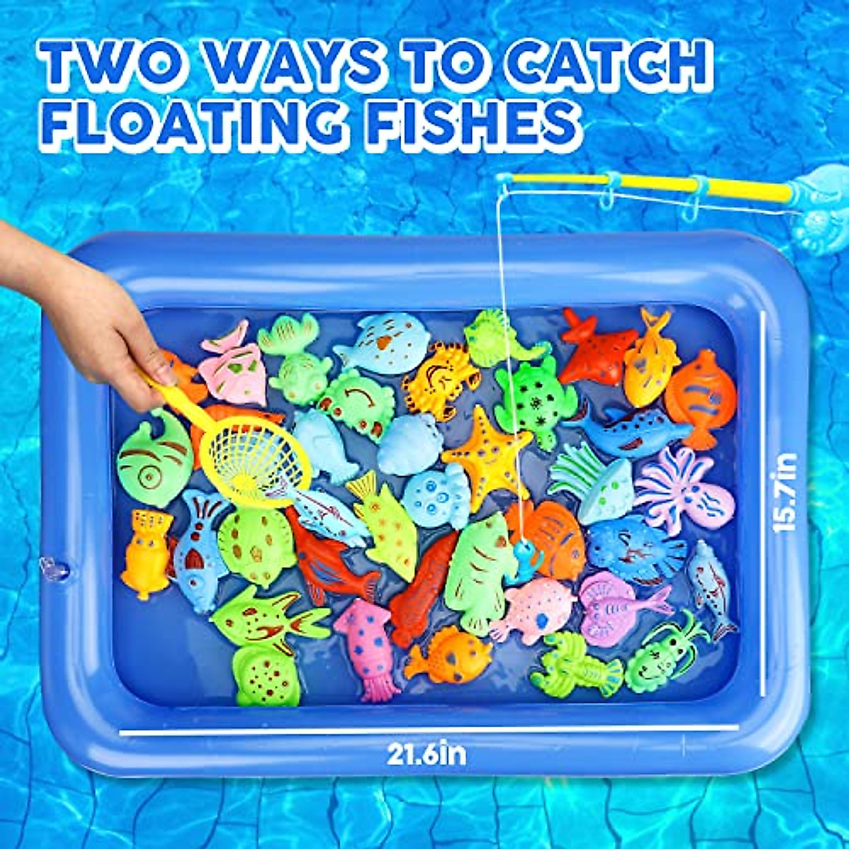 TOY Life Magnetic Fishing Game for Kids 3-5 with 2 Toddler Fishing Poles, Magnetic Fishing Toys for Toddlers, Kids Bath Toys for Toddlers, Outdoor Pool Water Toys for Kids 4-8, Baby Fishing Toy