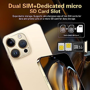 xixaomiro i14Pro 2023 Unlocked 5G Android Cell Phone 8GB + 512GB 1TB Expandable 6.7 "FHD 90Hz Display Screen 6800mAh Battery Mobile Phone 13 MP/48MP Camera Dual Sim Card (Blue)